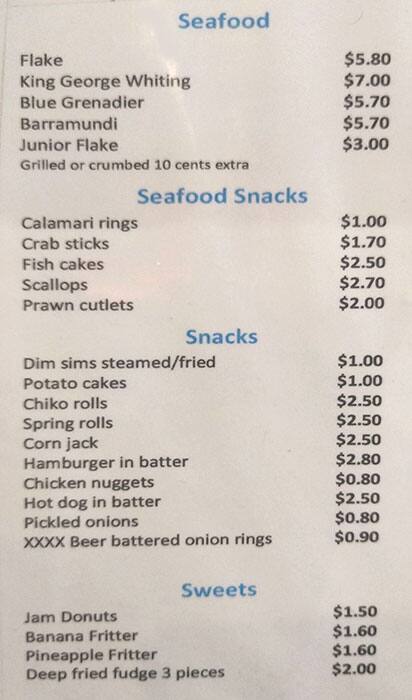 Menu at Fisho's Seaford restaurant, Seaford