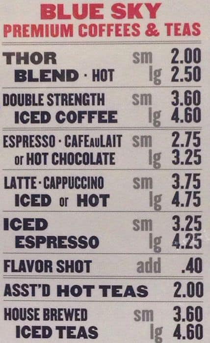 Menu at Blue Sky Bakery, New York City, 53 5th Ave