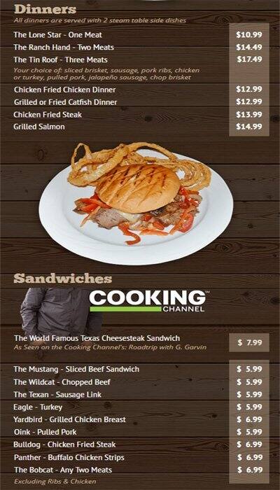 Menu at Tin Roof BBQ, Atascocita, Town Center Blvd