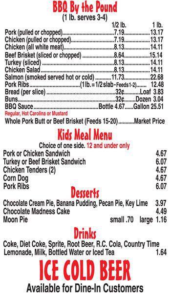 Menu at Pig-N-Chik BBQ, Atlanta, Roswell Rd NE
