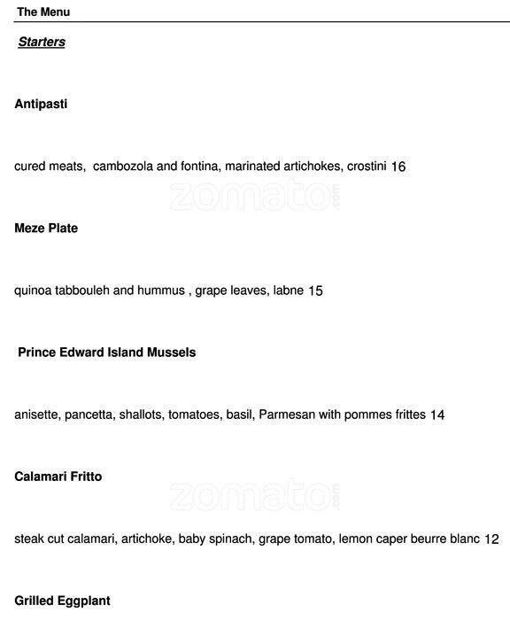 Menu at Assaggi Bistro pub & bar, Ferndale