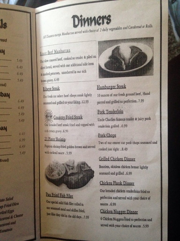 Menu at Circle T Restaurant, Hazard