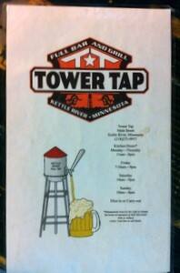 Menu at Tower Tap pizzeria, Kettle River