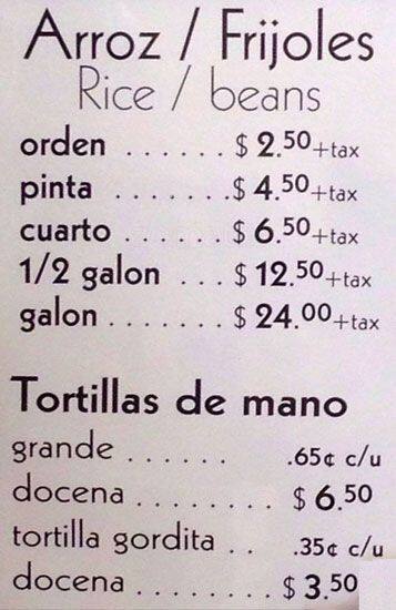 Menu at Belmar restaurant, San Francisco