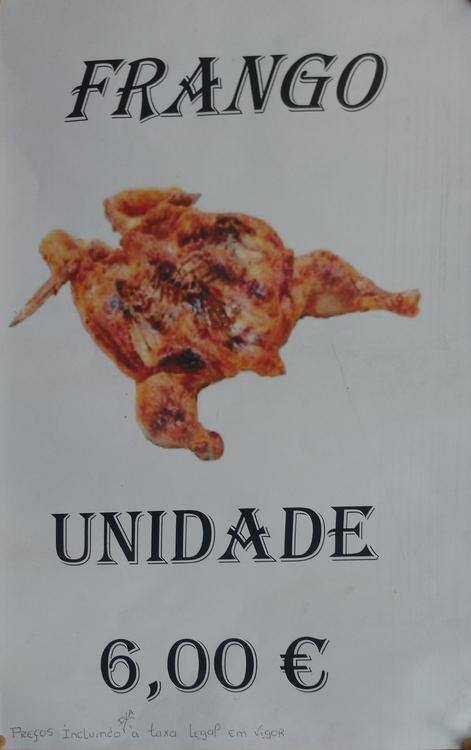 Menu at Princesa dos Frangos restaurant, Santo António dos Cavaleiros
