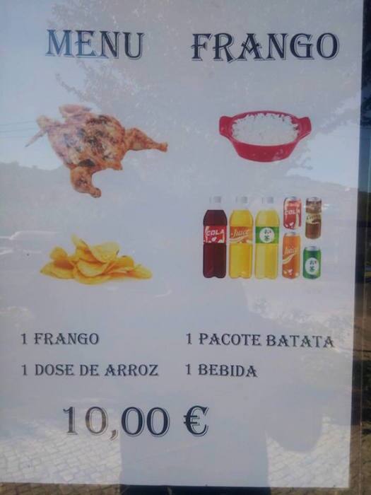 Menu at Princesa dos Frangos restaurant, Santo António dos Cavaleiros