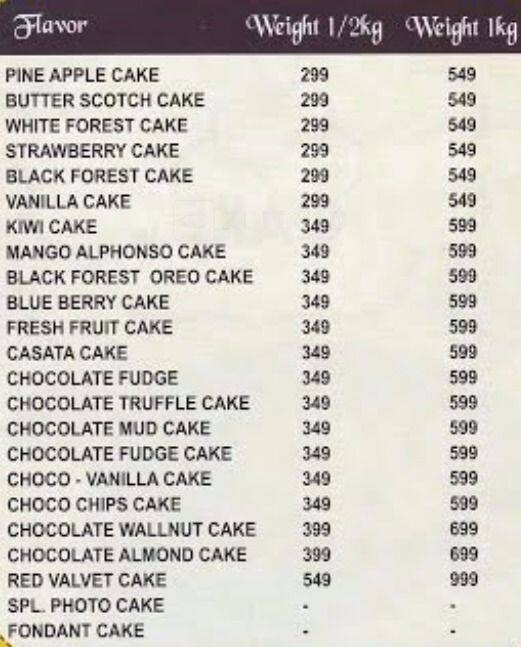 Royal Cake Menu, Menu for Royal Cake, Sector 7, Noida - Zomato