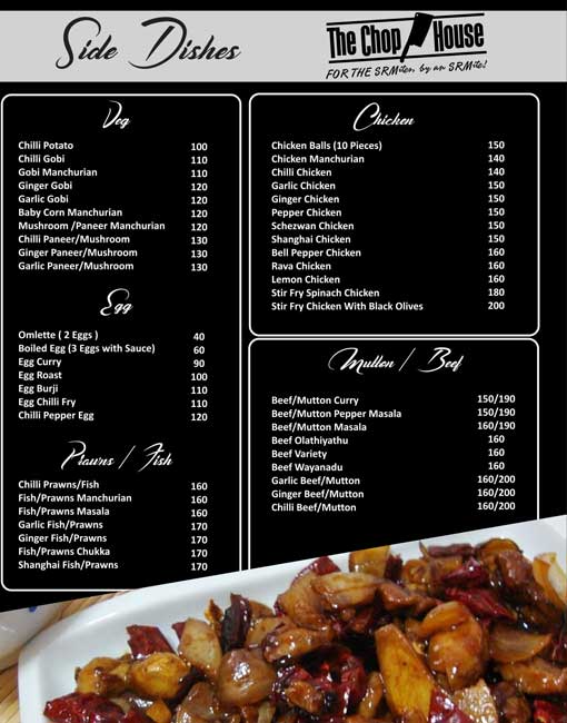 Menu at The Chop House At Dominici's, Chennai, Puliyar Kovil 1st Street