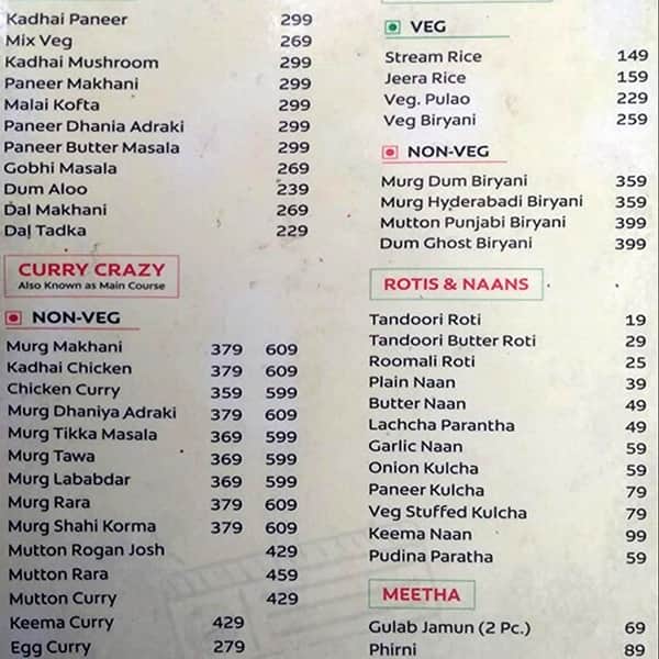 Menu of Flavors Of Delhi, Kharghar, Navi Mumbai