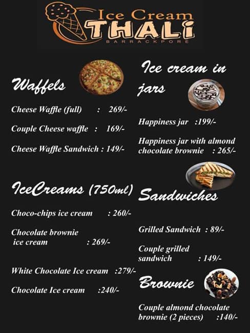 Menu of Ice Cream Thali, Barrackpore, Kolkata