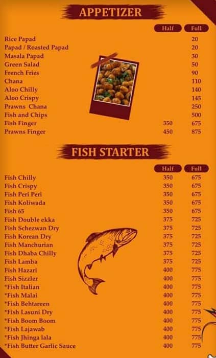Menu of Jhinga Lala Sea Food Restaurant, Mumbra, Thane