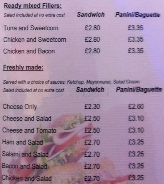 Menu at Cafe Primo, London, 52 High St