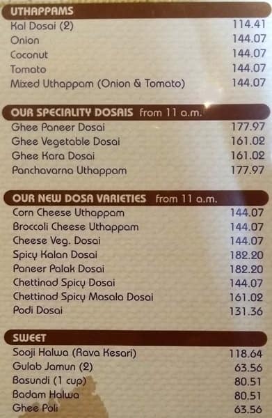 Saravana Bhavan Menu, Menu for Saravana Bhavan, Connaught Place, New ...