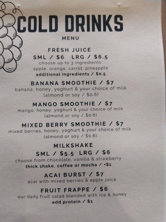 Menu at ME Coffee Merchants restaurant, Mascot