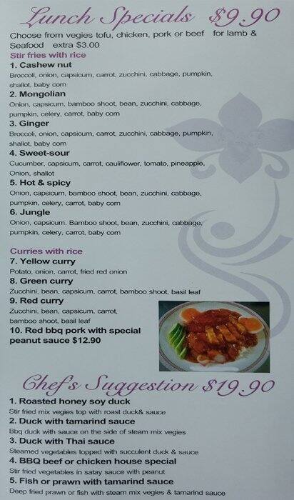 Menu at Thai Victoria restaurant, Victoria Point, Shop C01 High St
