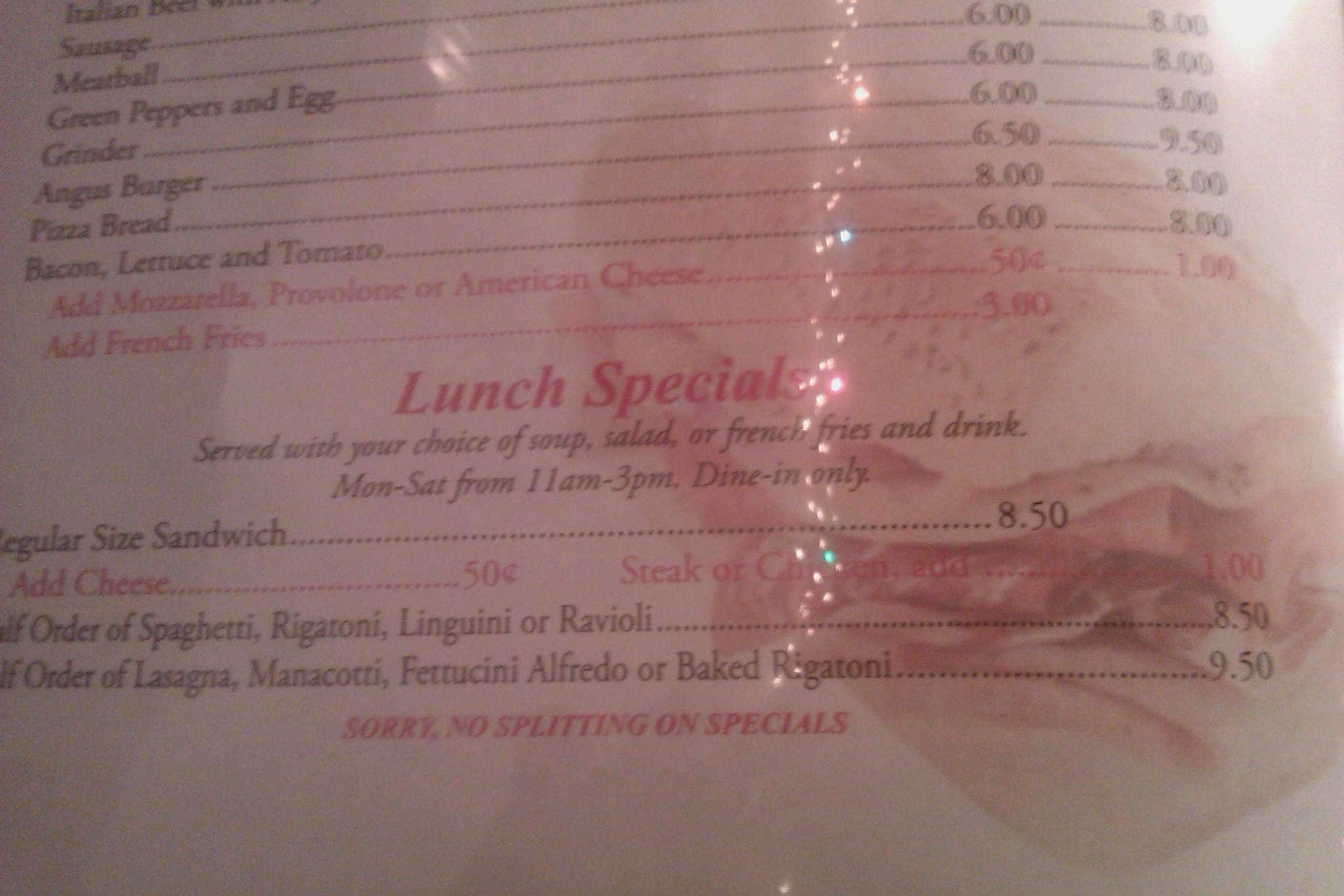 Menu at Biagio's Italian Restaurant, Lake Forest