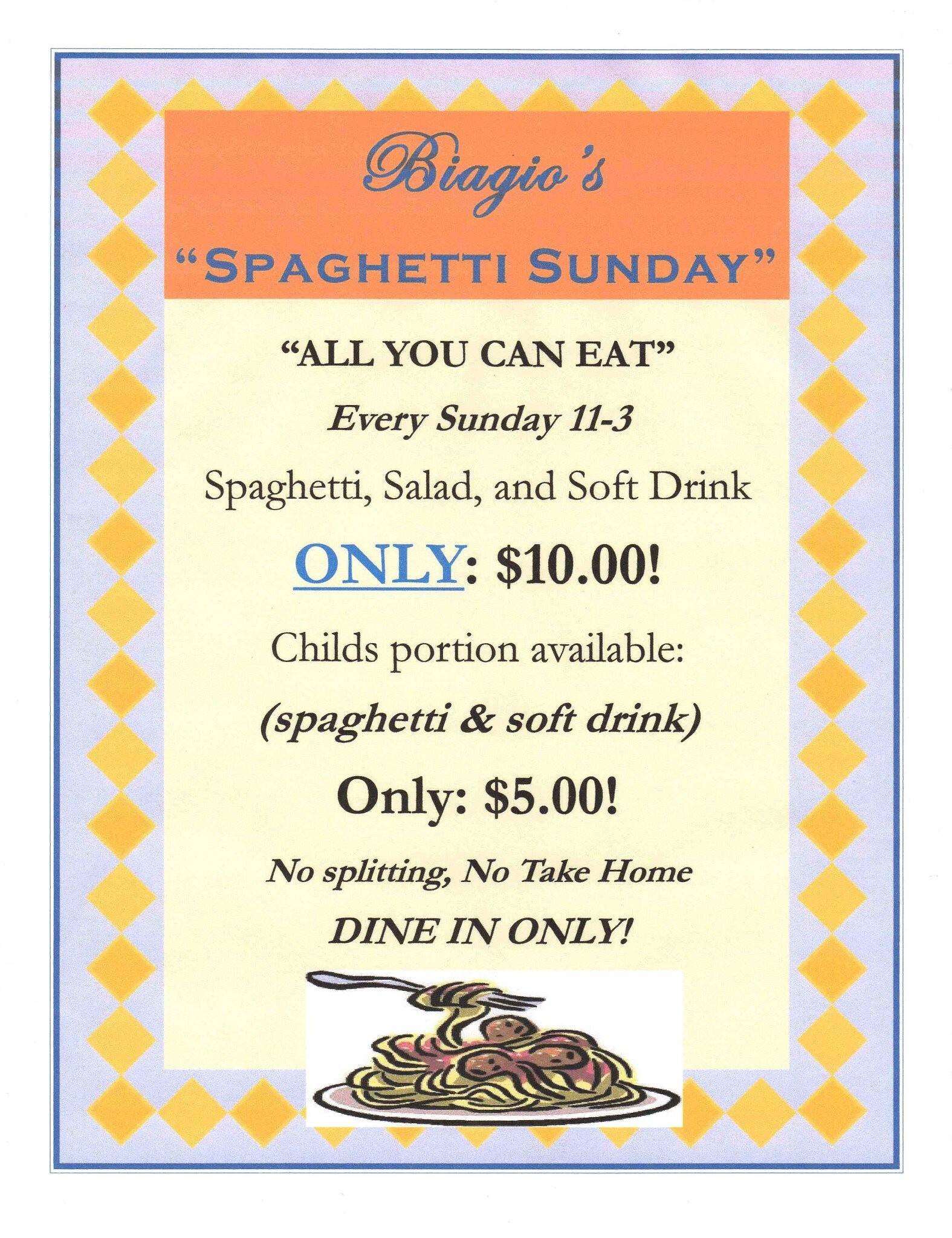 Menu at Biagio's Italian Restaurant, Lake Forest