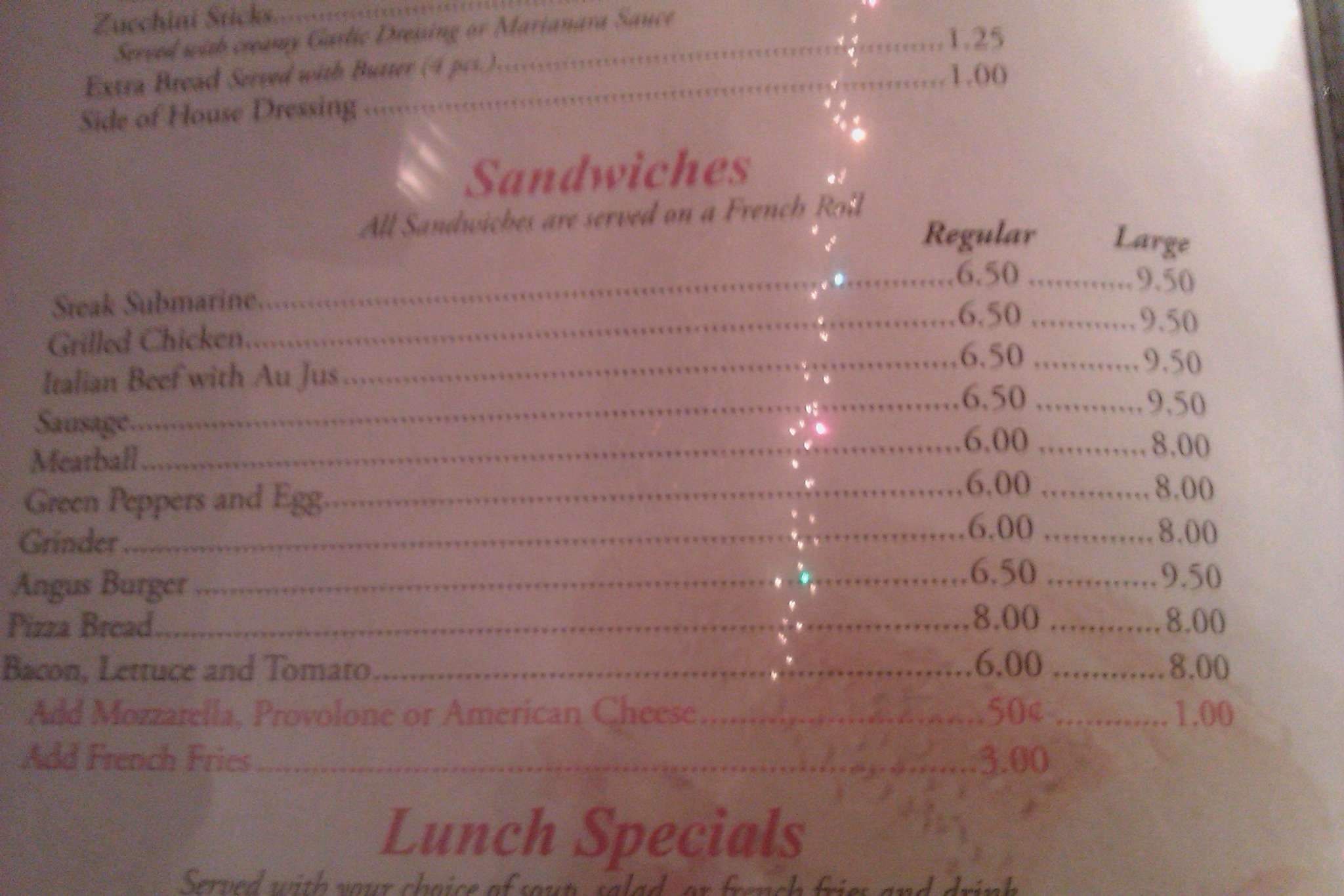 Menu at Biagio's Italian Restaurant, Lake Forest