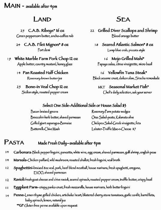 Menu at Port City Club, Cornelius, Harborside Dr