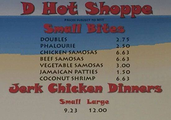 Menu at D Hot Shoppe restaurant, Burlington