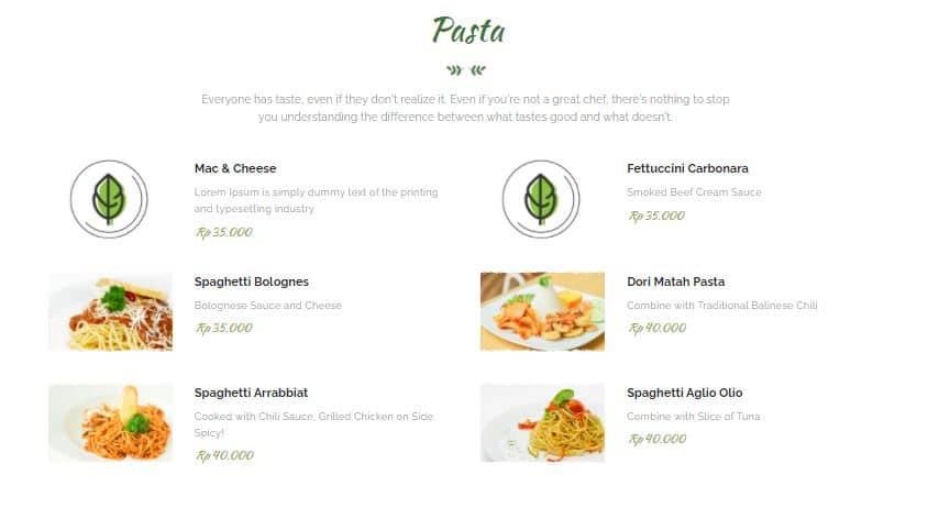 Menu at Fifteen Cafe, Bandung