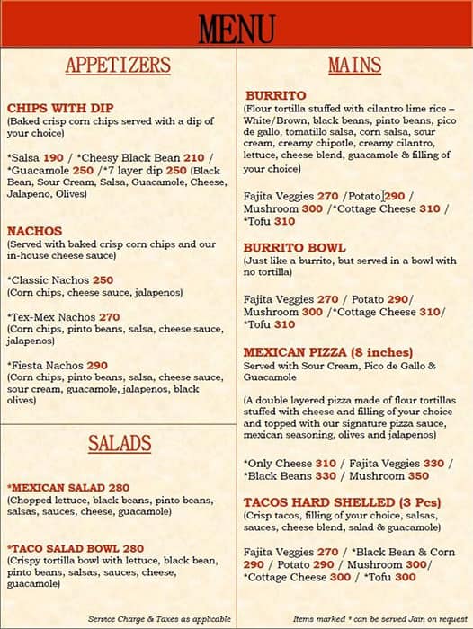 Menu at Mexican Express, Mumbai, Shop 2
