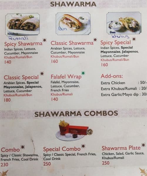 Shawarma Corner Menu, Menu for Shawarma Corner, Banjara Hills ...