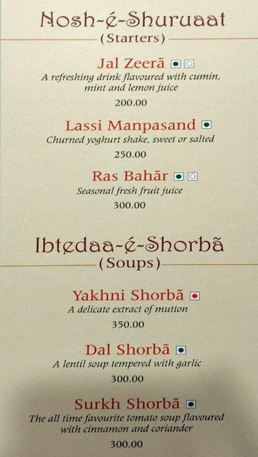 Menu of The Oudh - The Ashok, The Ashok, Chanakyapuri, New Delhi