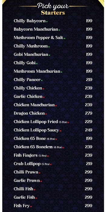 Menu at Sulthan's Biryani, Chennai, UG 47/A