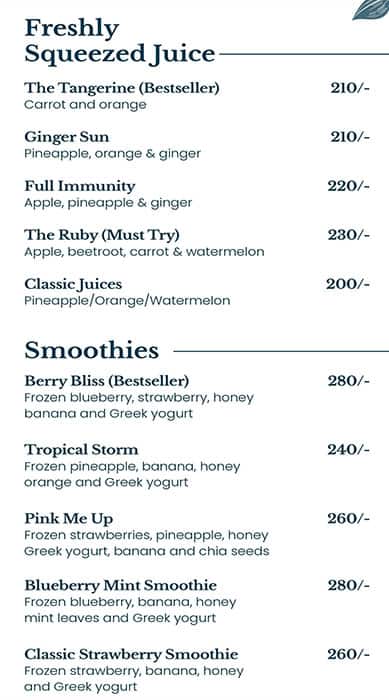 Menu at Cafe Hons- House of No Sugar, Lucknow