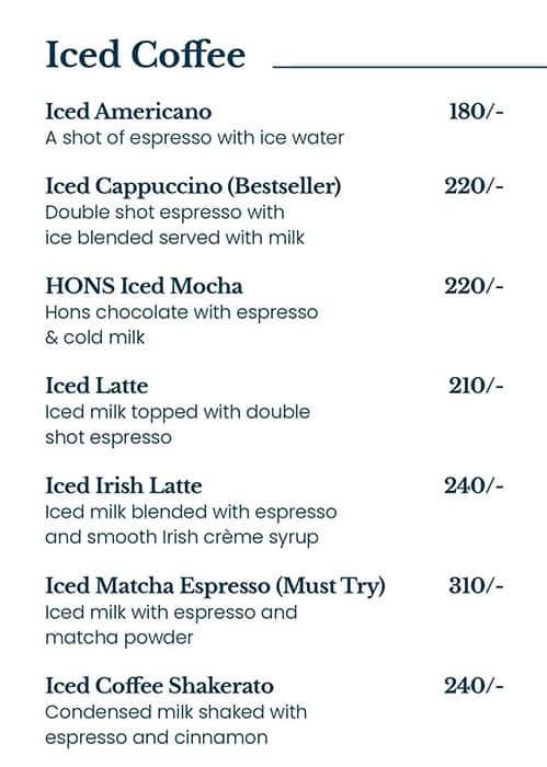 Menu at Cafe Hons- House of No Sugar, Lucknow