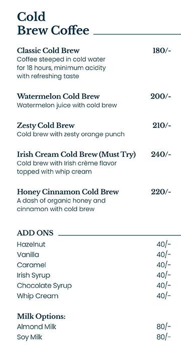 Menu at Cafe Hons- House of No Sugar, Lucknow
