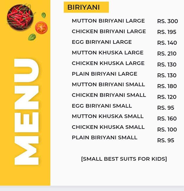 Menu of Oh My Biriyani, Avadi, Chennai