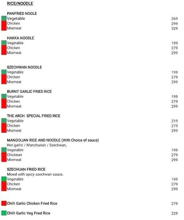 Menu at Arch Cafe - Kothapet, Hyderabad