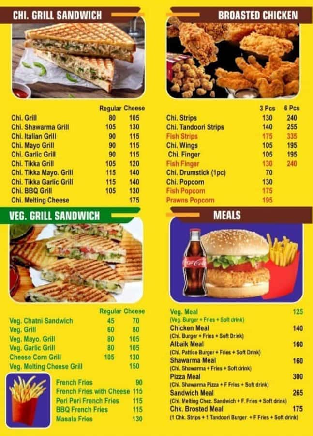Menu of Al Baik Fast Food, Rakhial, Ahmedabad