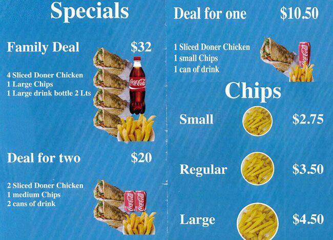 Menu at Ghan Kebab & Takeaway fast food, Narre Warren