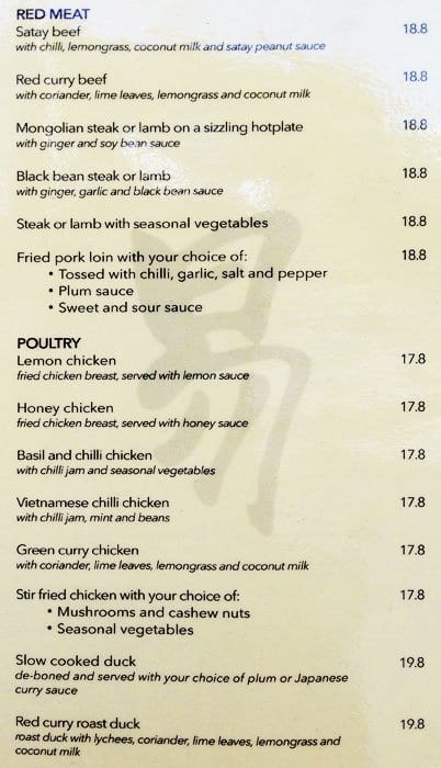 Menu at East Asian Bistro restaurant, Adelaide, 1/466 B26