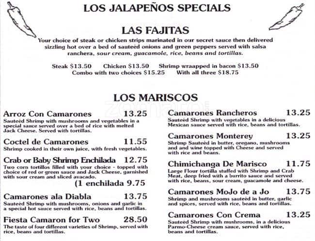Menu at Los Jalapenos Mexican Restaurant, Camas, 231 NE 3rd Ave