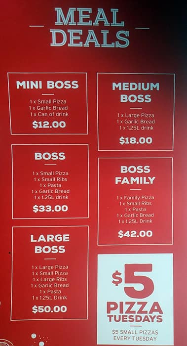 Menu at Big Boss Pizza & Ribs pizzeria, Booval