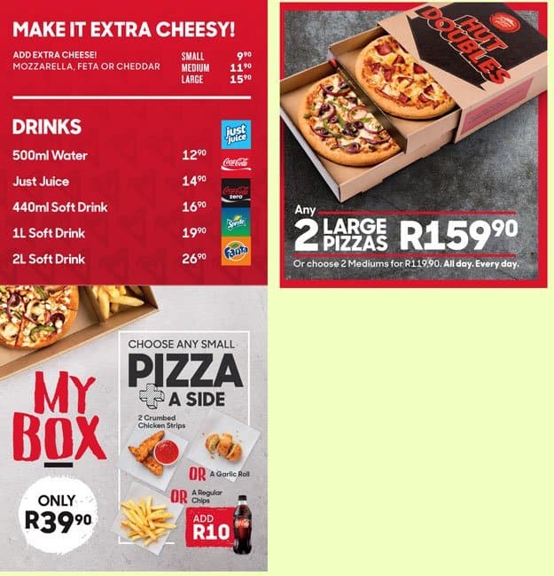Speisekarte von Pizza Hut Hatfield, Pretoria, Burnett St