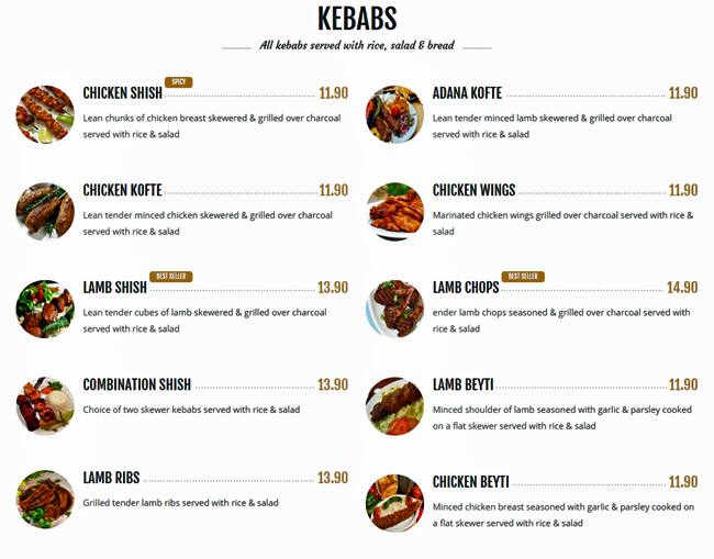 Menu at Sofra Turkish Restaurant, Chelmsford