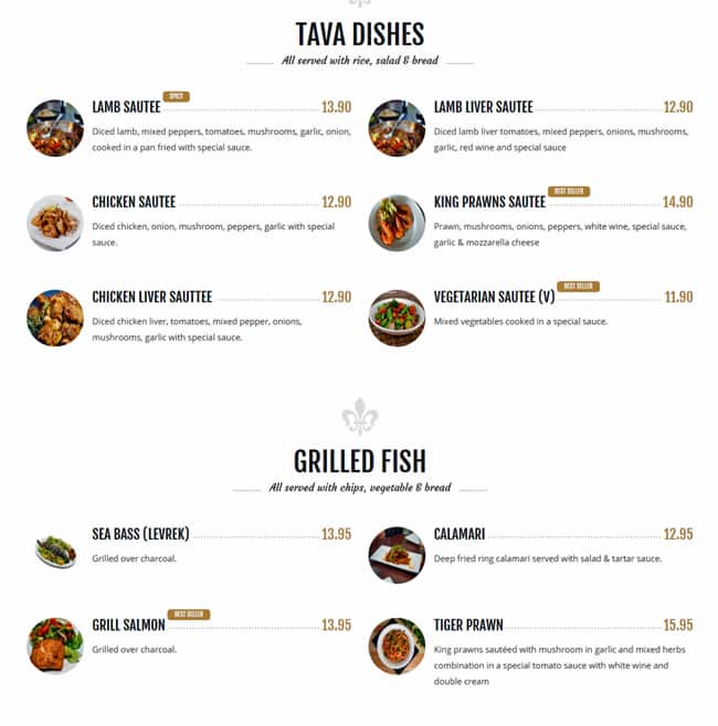 Menu at Sofra Turkish Restaurant, Chelmsford