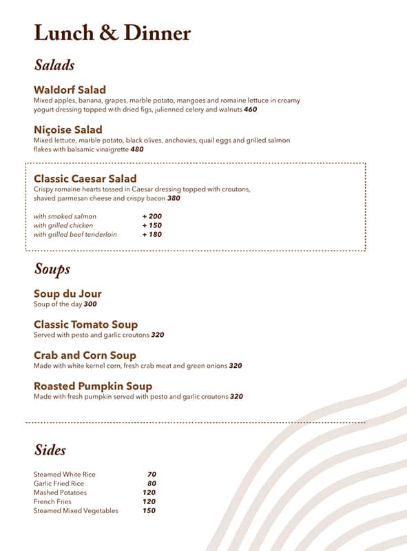 Carta del restaurante Misto at Seda Ayala Center Cebu, Cebú