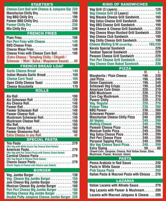 Menu of Tomato, Kandivali West, Mumbai