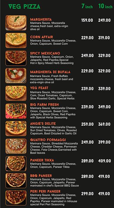 Menu at AJ's Pizzeria, Mumbai