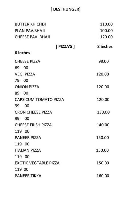 Menu at AM Food, Indore