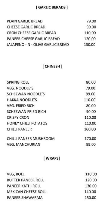 Menu at AM Food, Indore