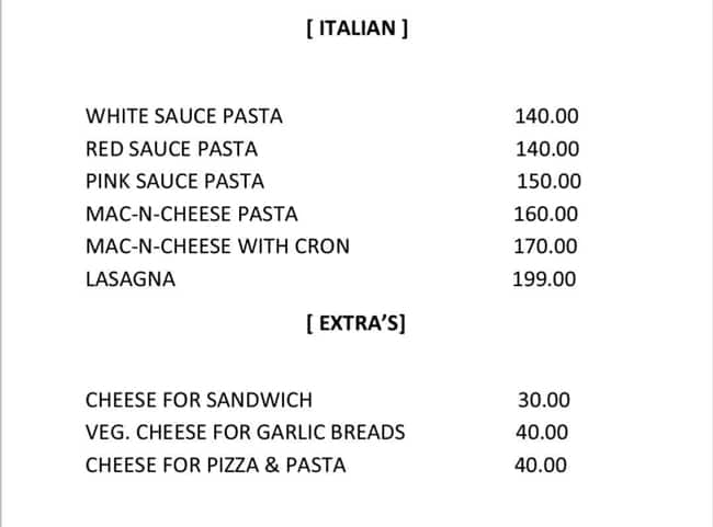 Menu at AM Food, Indore