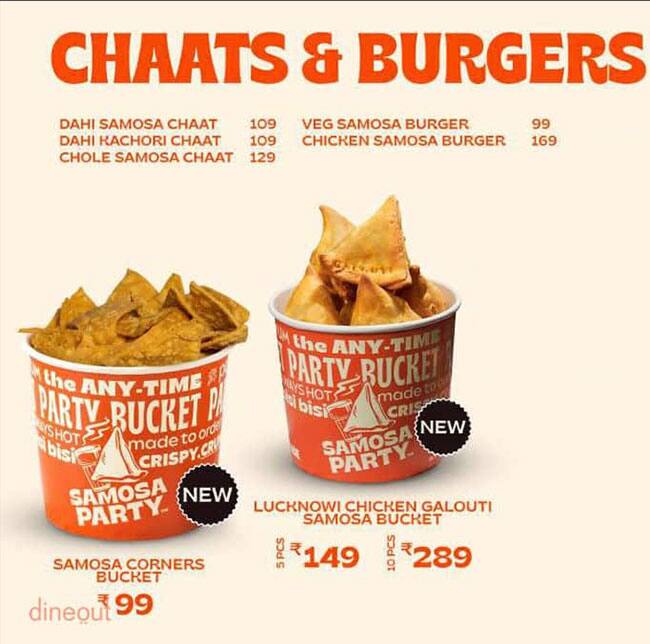 Menu of Samosa Party, Sector 68, Gurgaon