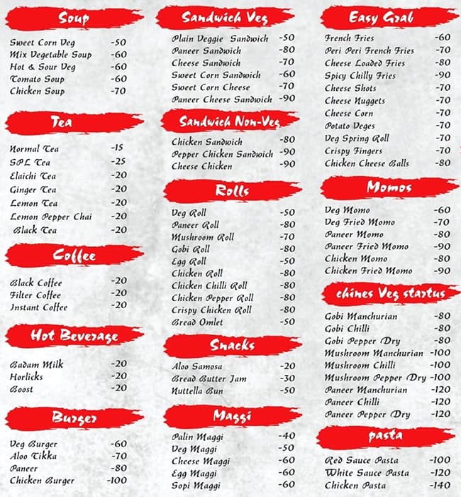 Menu of Tea Hut, Varthur Main Road, Whitefield, Bangalore